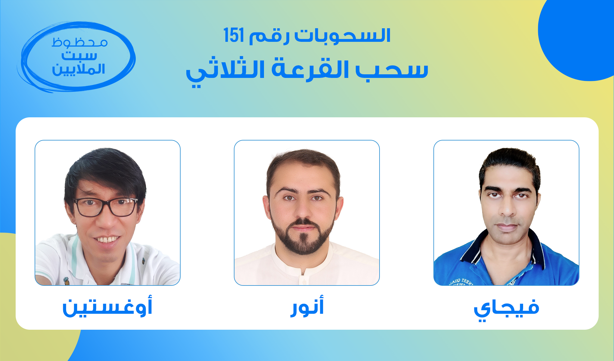 Mahzooz Saturday Millions celebrates 3 new winners of AED 100,000 each ...